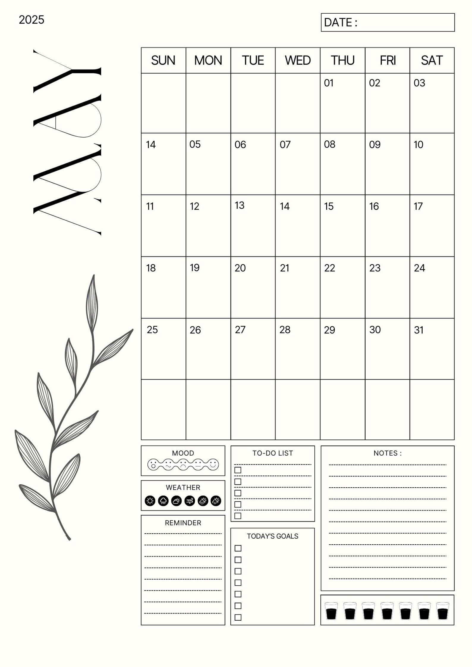 2025 Digital Planner: Digital Calendar Template, Daily, Weekly, Monthly ...
