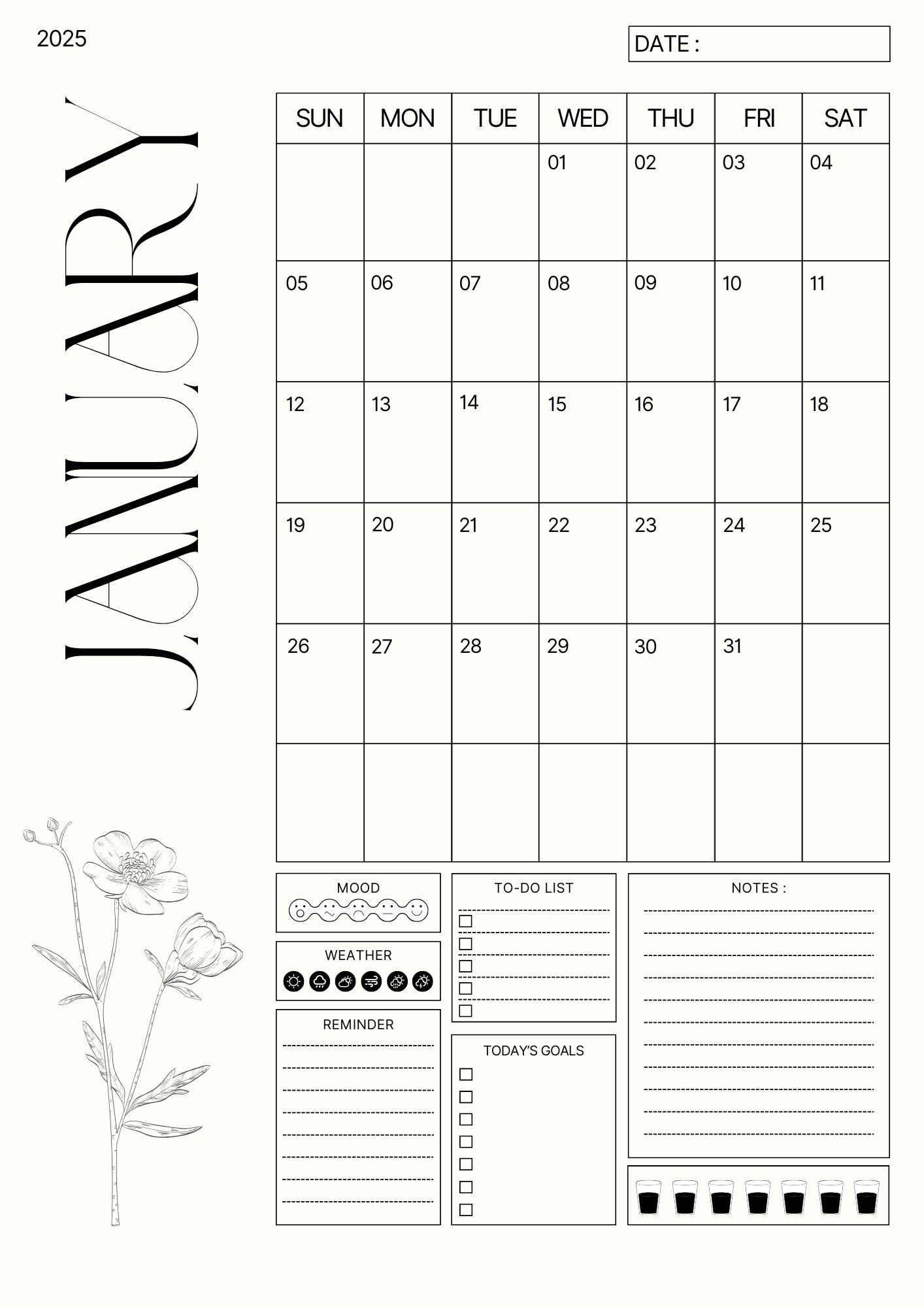 2025 Digital Planner: Digital Calendar Template, Daily, Weekly, Monthly ...