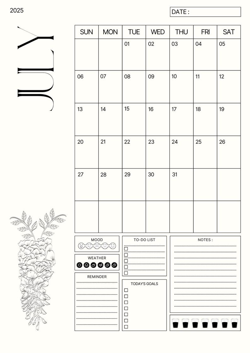 2025 Digital Planner: Digital Calendar Template, Daily, Weekly, Monthly ...