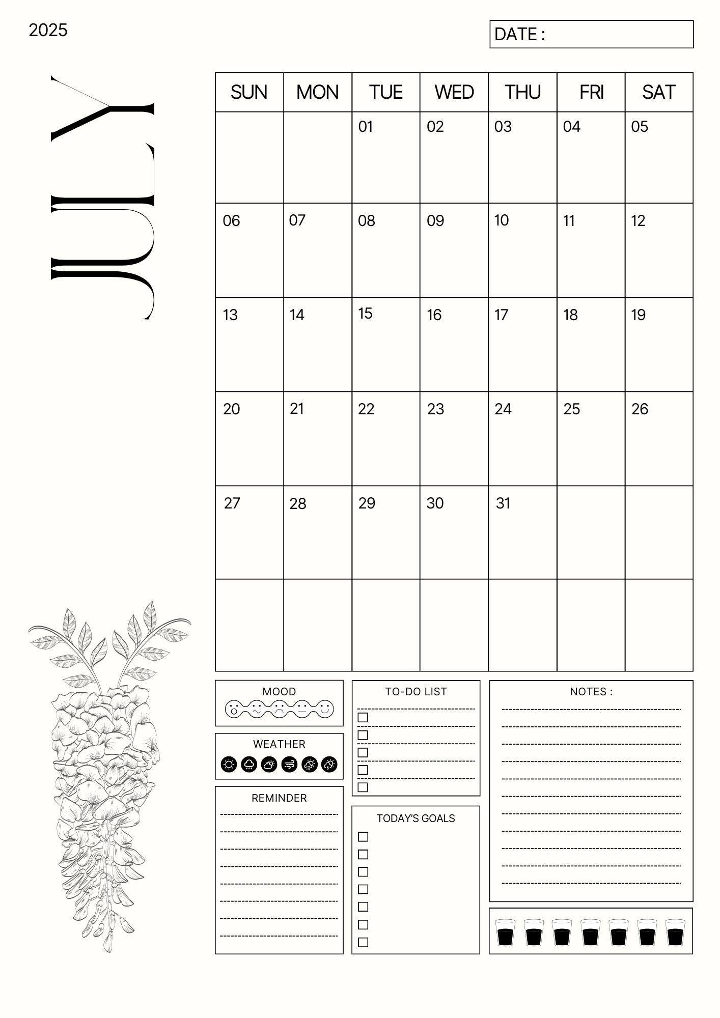 2025 Digital Planner: Digital Calendar Template, Daily, Weekly, Monthly ...