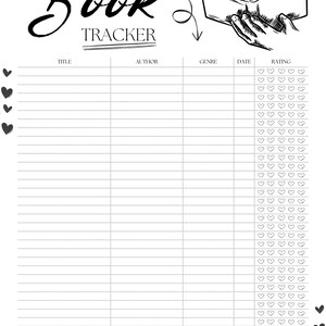 Book Reading Tracker Planner Cute Minimalistic Black & White Journal ...