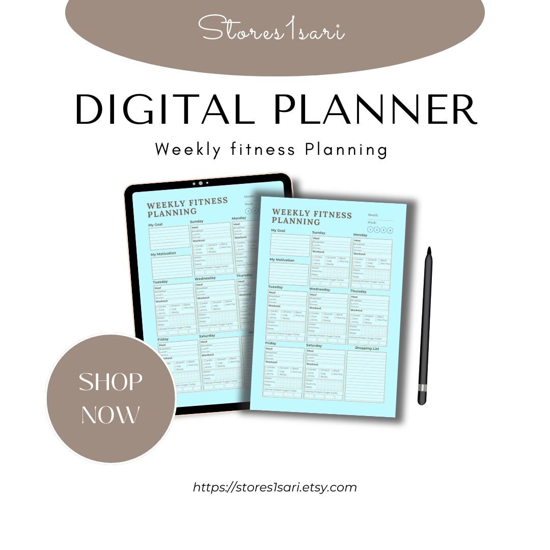 All-in-one Fitness Planner | Printable Workout Schedule, Meal Tracker ...
