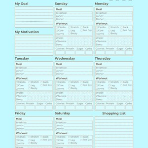All-in-one Fitness Planner | Printable Workout Schedule, Meal Tracker ...
