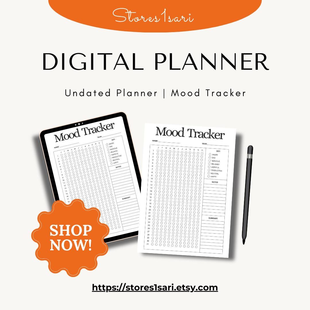 Mood Tracker, Printable PDF, Mental Health Log, Emotional Tracker, A4 ...