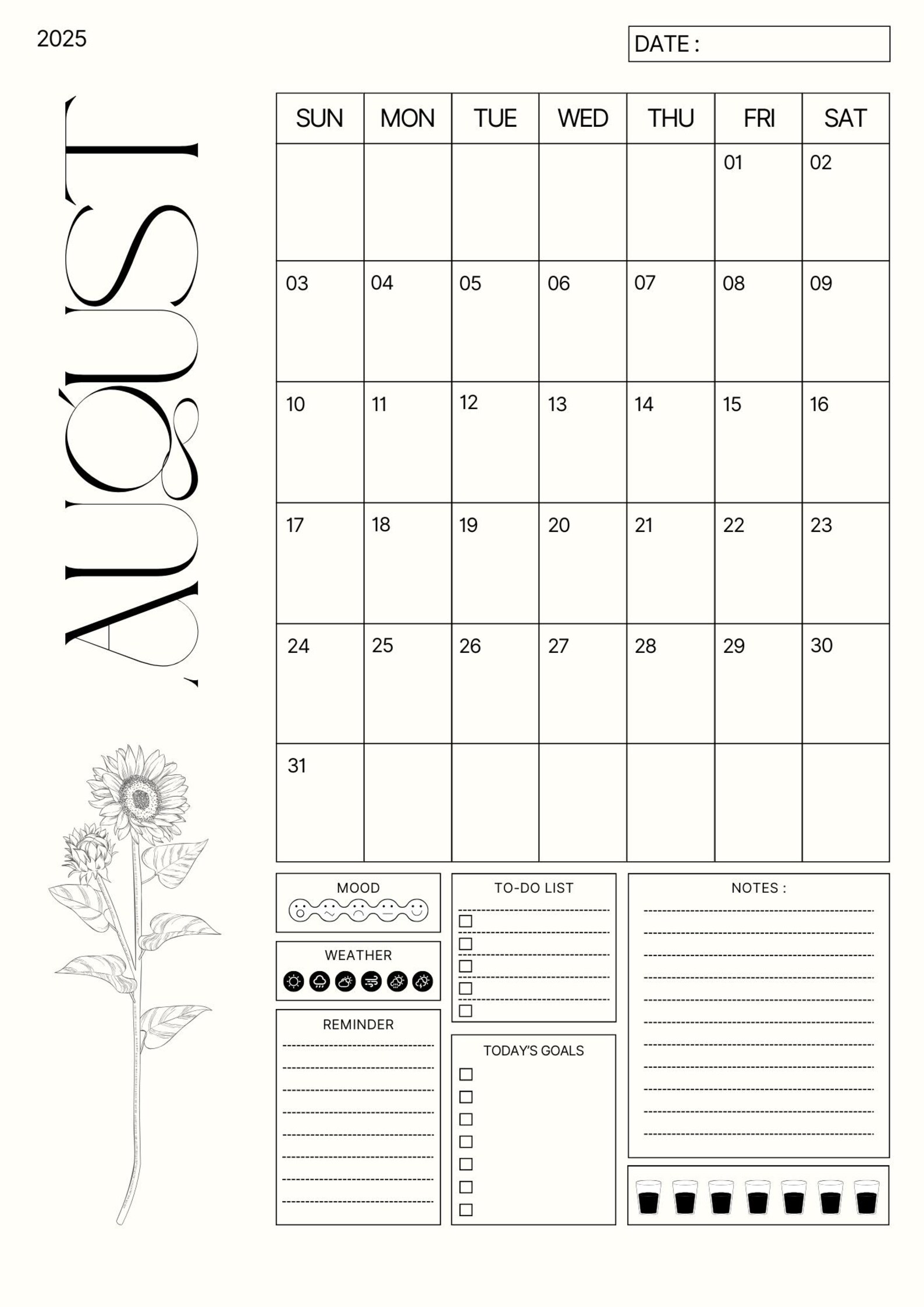 2025 Digital Planner: Digital Calendar Template, Daily, Weekly, Monthly ...
