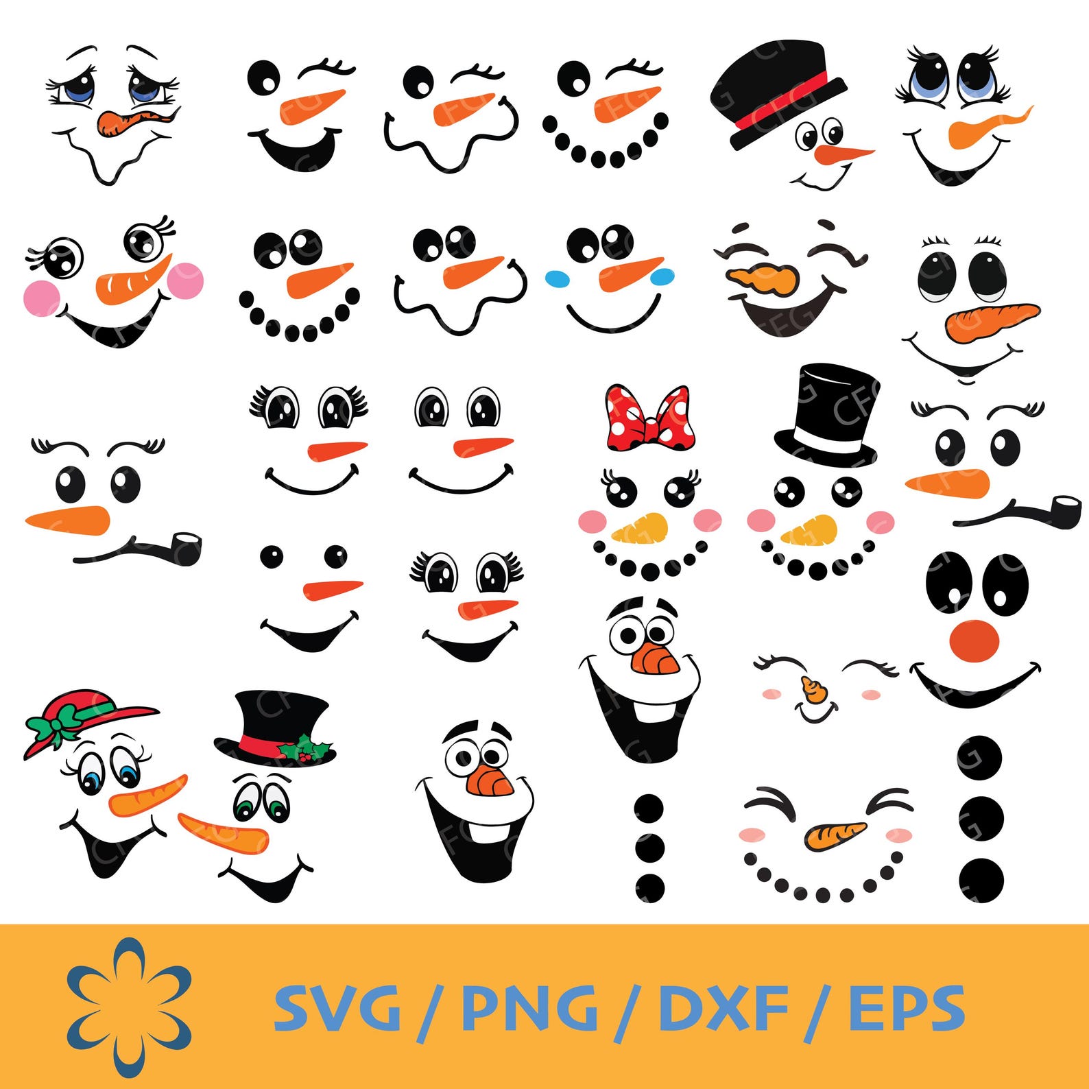 Snowman Svg | Snowman Faces Svg | Christmas Svg | Snowman Girl Svg ...