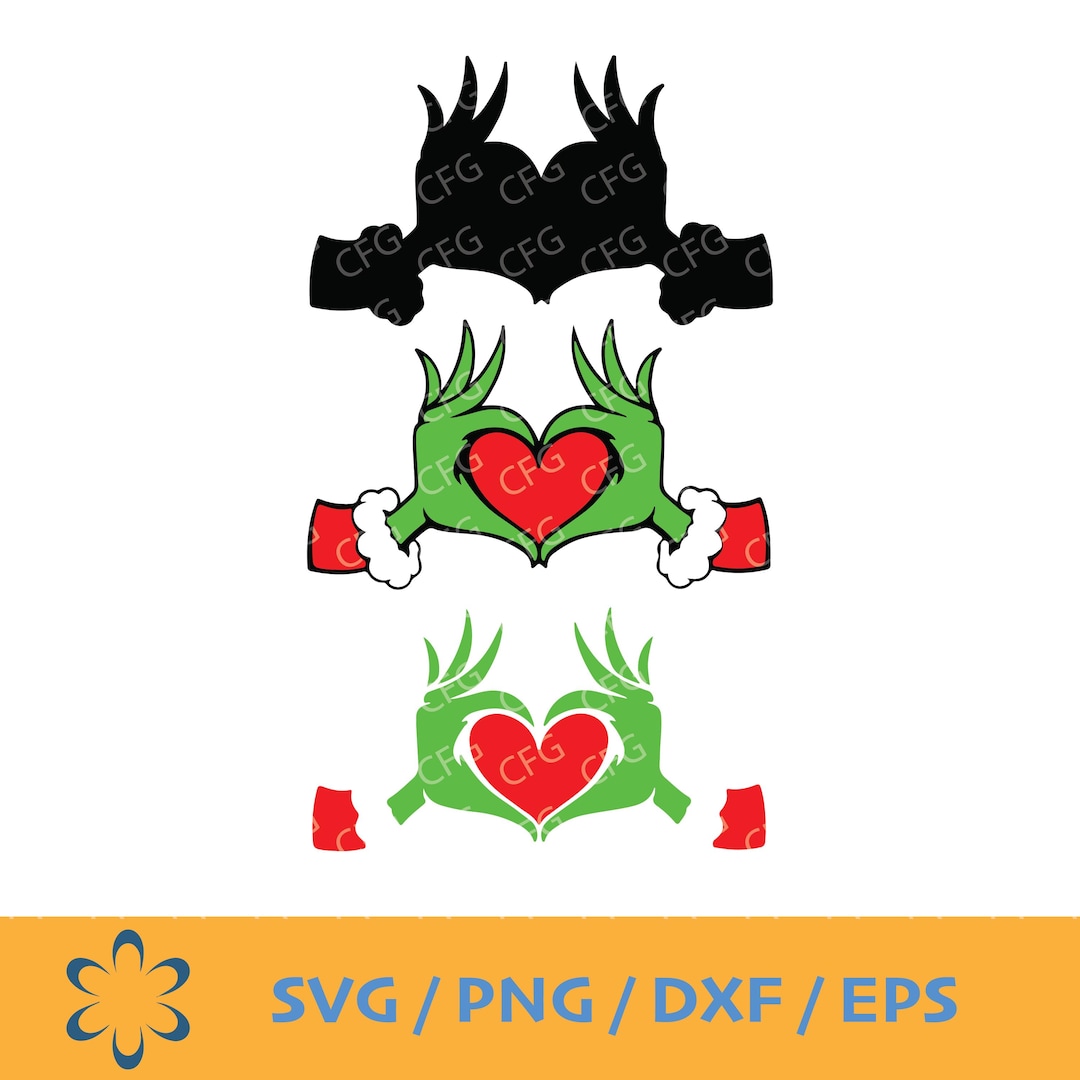 Grinch Heart Svg | Grinch SVG | Grinch Face Silhouette | Christmas Grinch Face - Etsy