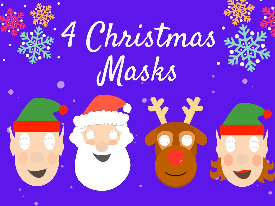 Paper Christmas Mask Bundle Printable Instant Download Fun - Etsy