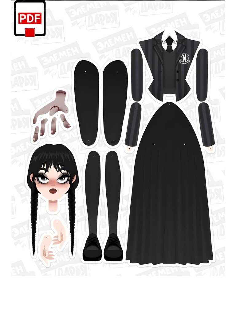 Wednesday Paper Doll Paper Doll Printable Activity Sheets - Etsy