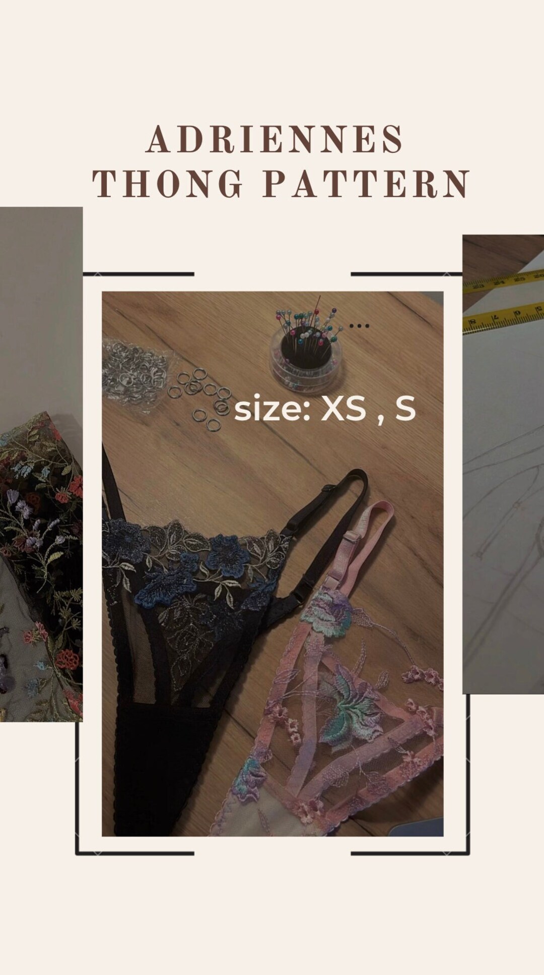 Adrienne's Thong Sewing Lingerie Pattern PDF Sizes: XS, S Underwear ...