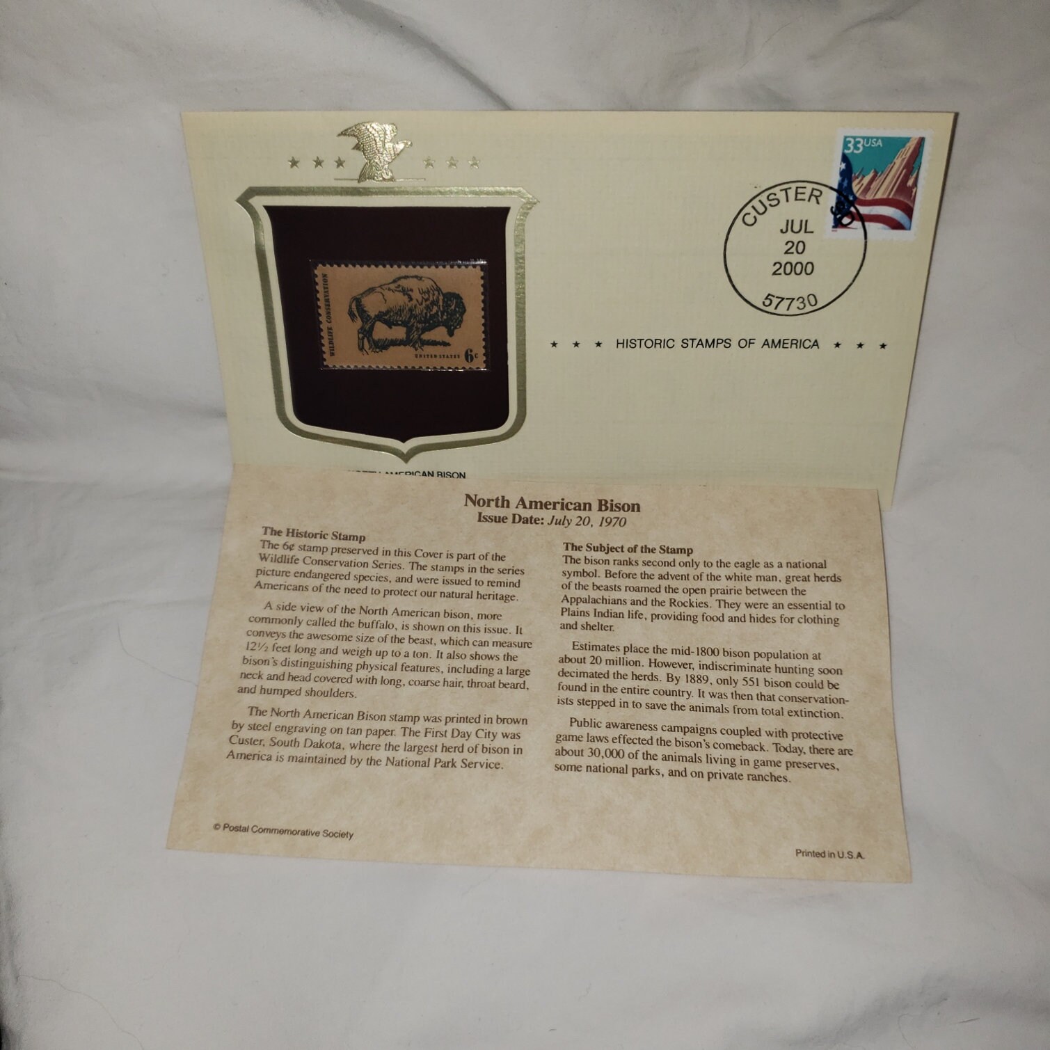 Historic Stamps of America North American Bison Stamp With Info Card - Etsy