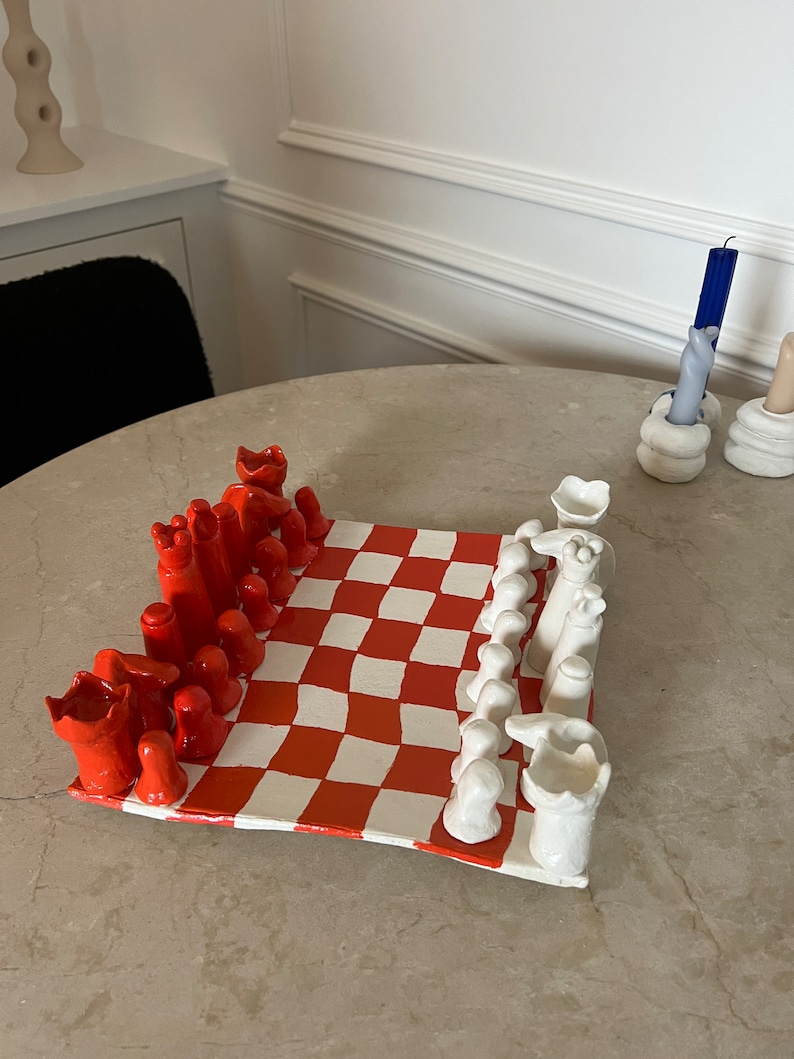 Ceramic Chess Board Set - Etsy