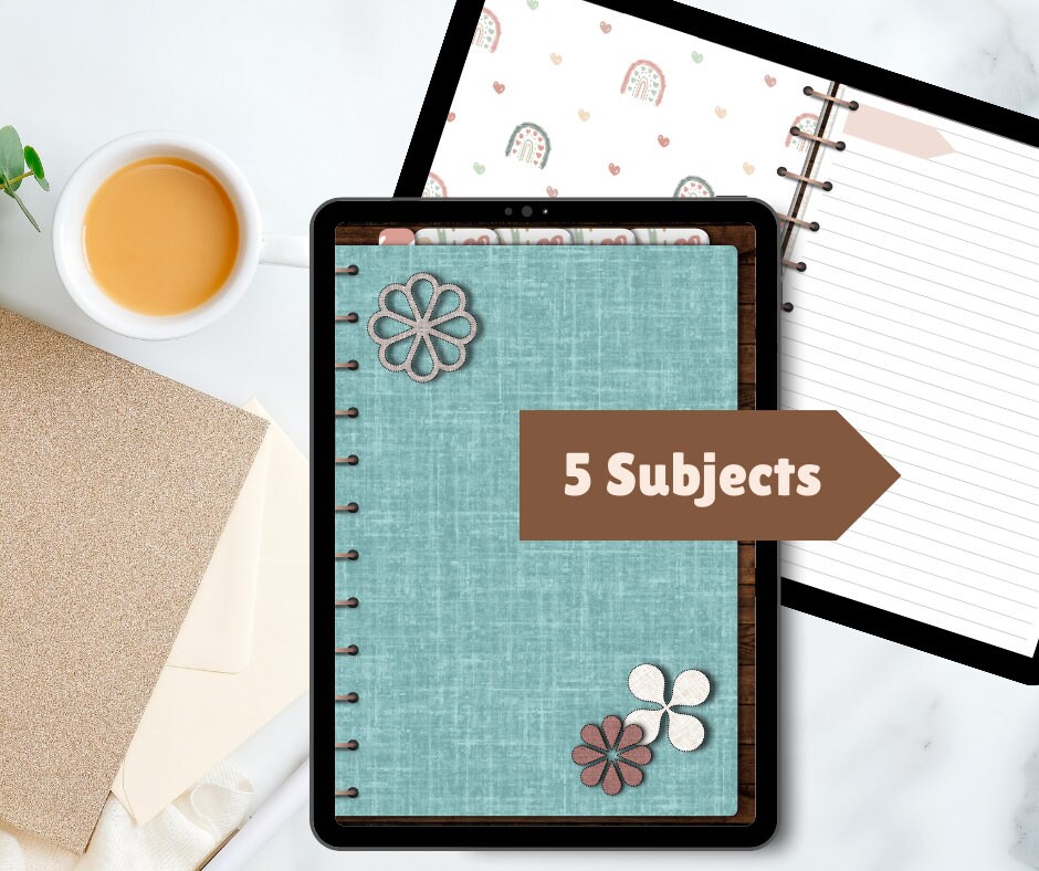 Realistic Digital Notebook, 5 Subject Notebook, Journal, Digital Note ...