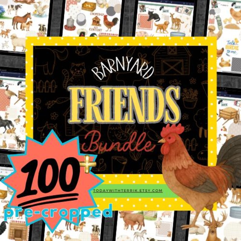 Farm Animal Clipart Bundle | Barnyard Animals, Chickens, Rustic Farm ...