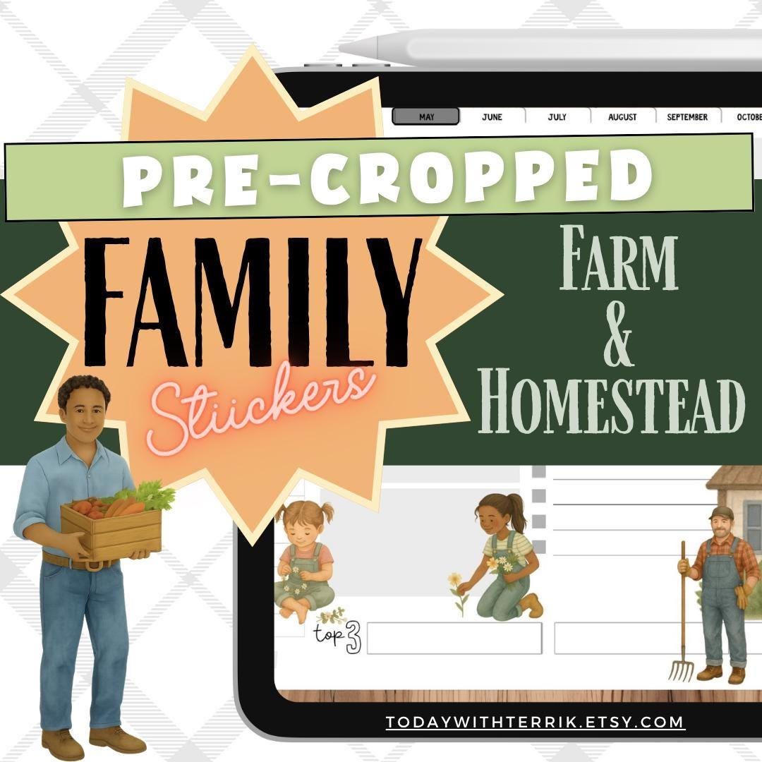 Farm Family Clipart Bundle | Farmer, Kids and Garden Scenes | Digital ...