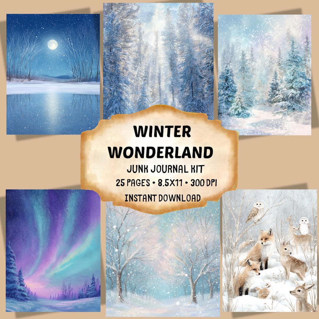 Winter Wonderland Journal Kit: Digital Paper Set (25 Pages, 8.5x11 Inch ...