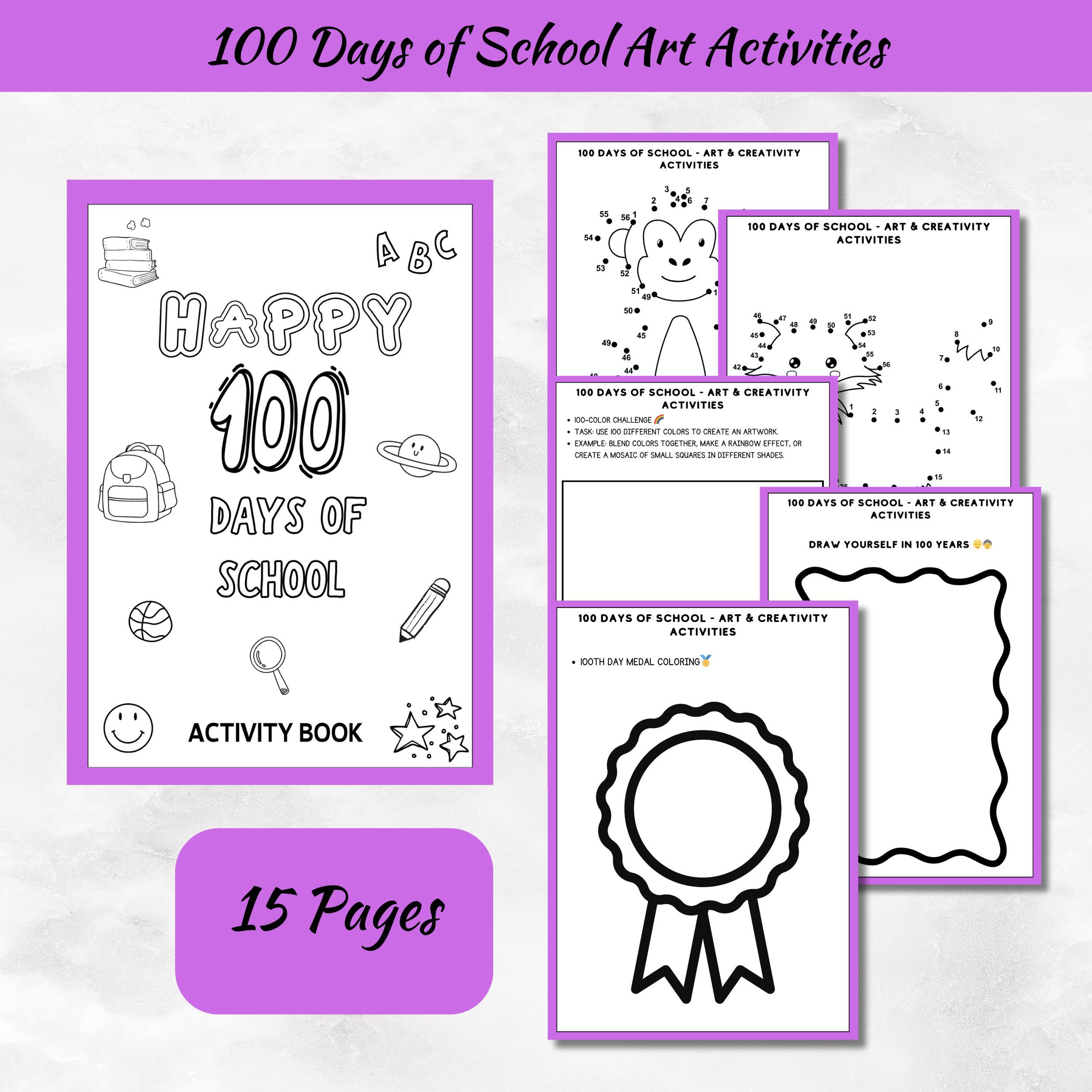 100 Days of School Art Activities, Creative Drawing, Coloring ...
