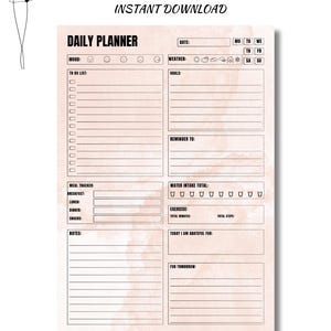 Coral Color Daily Planner, Printable A4, A5, A3 Letter Sizes, Organize ...