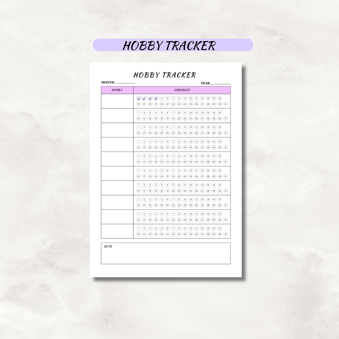 Hobby Tracker, Simple Daily Progress Planner, Track, Progress, Achieve ...