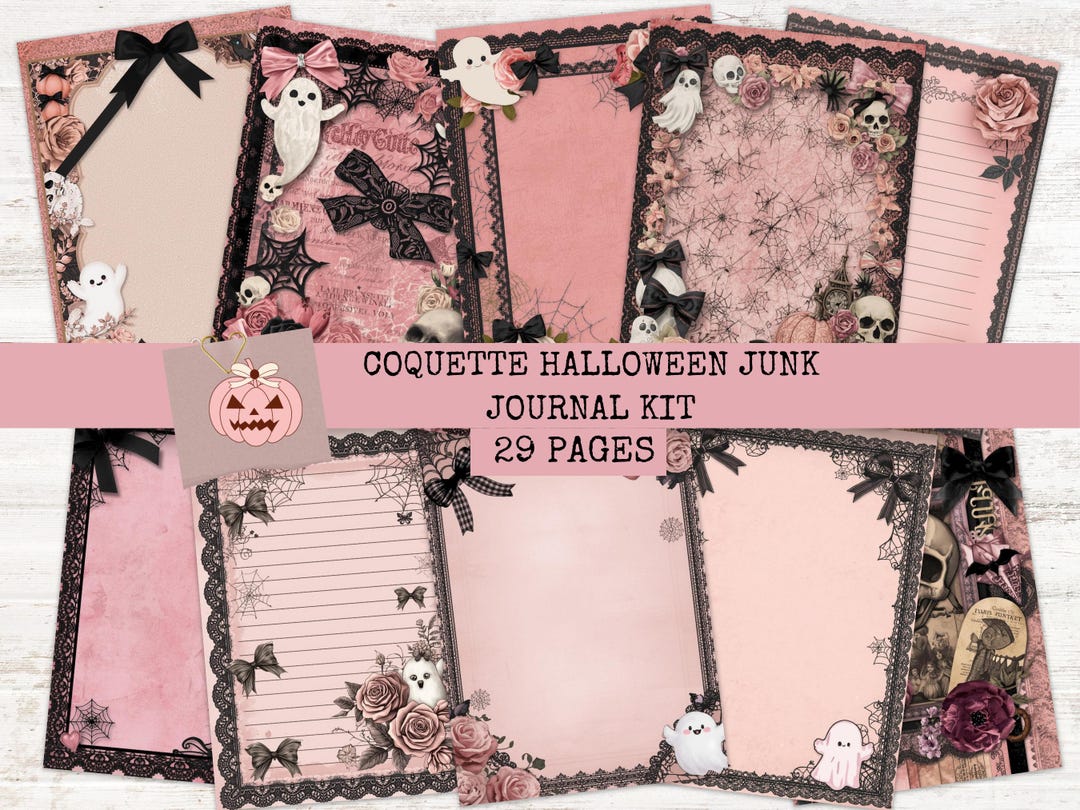 Coquette Halloween Junk Journal Kit, 29 Page Digital Papers, Frames ...