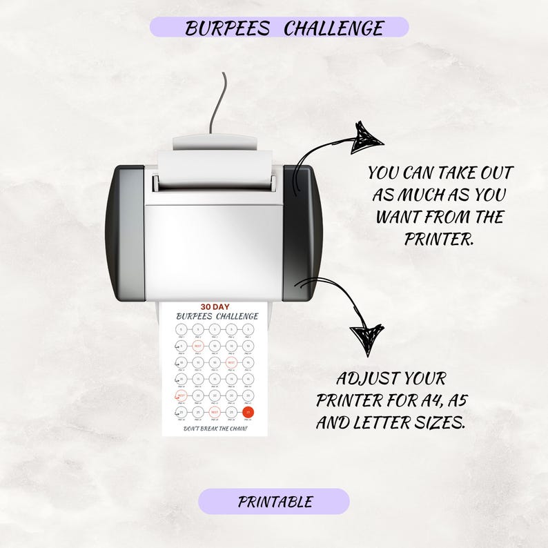 Burpees Challenge, 30-day Full-body Workout Plan, Printable Fitness ...