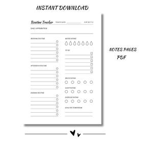 Minimalist Routine Tracker, Daily Affirmations, Water Intake, Mood and ...