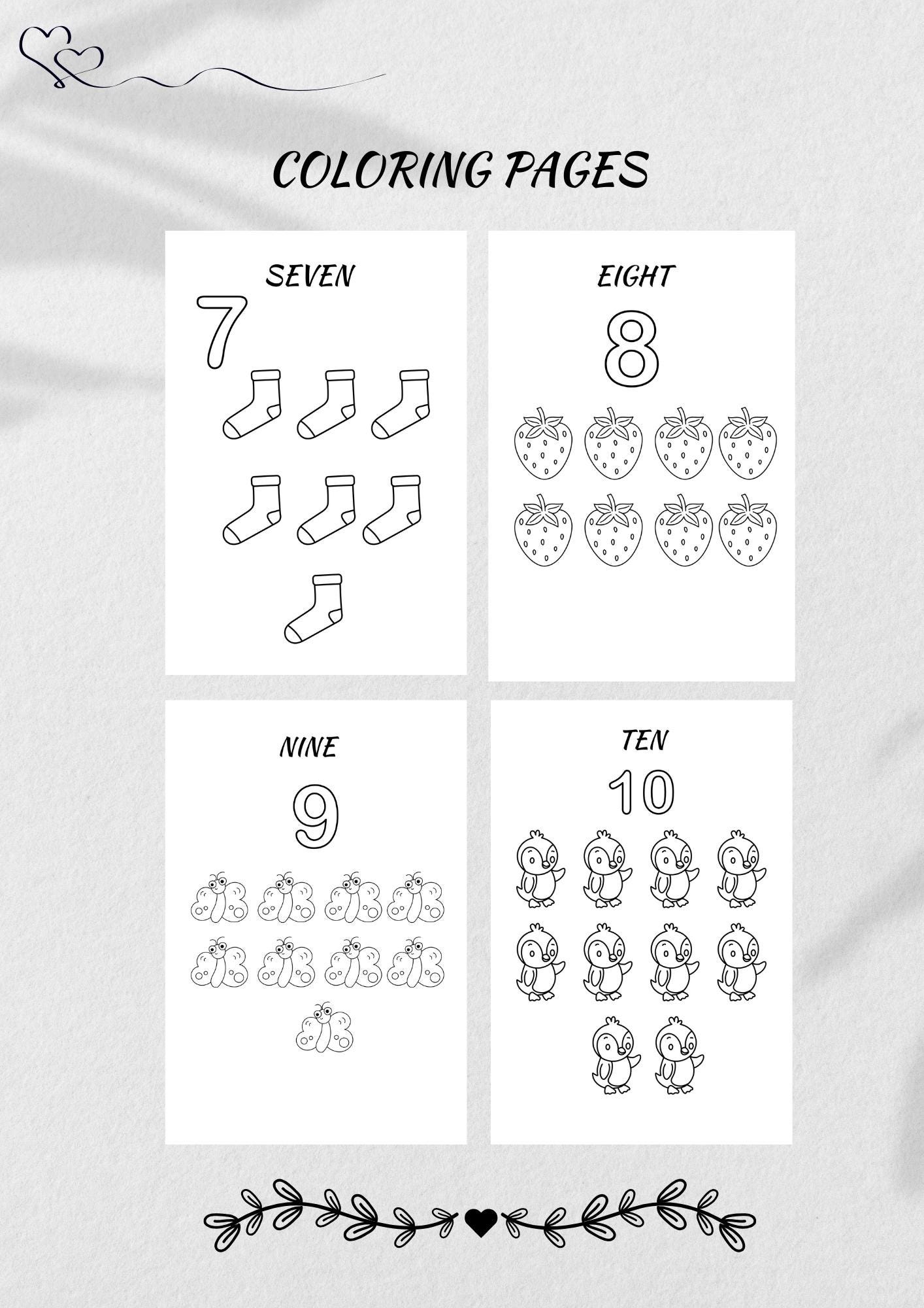 Coloring Pages for Kids, 20 Fun Number Coloring Pages, Digital Coloring ...