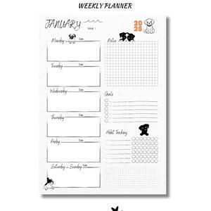 Cute Dog Themed Weekly, Monthly and Daily Planner, Printable PDF in A4 ...