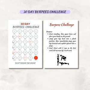 Burpees Challenge, 30-day Full-body Workout Plan, Printable Fitness ...