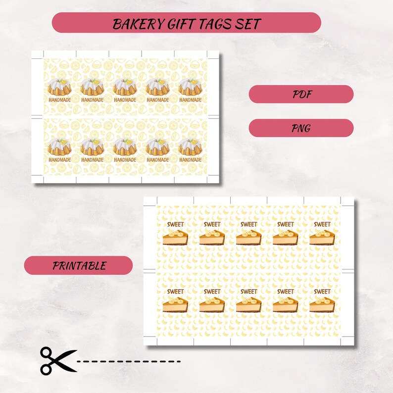 Printable Bakery Gift Tags, Handmade / Sweet Treat Labels, Small ...