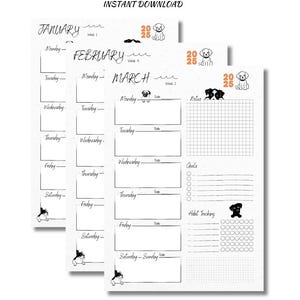 Cute Dog Themed Weekly, Monthly and Daily Planner, Printable PDF in A4 ...
