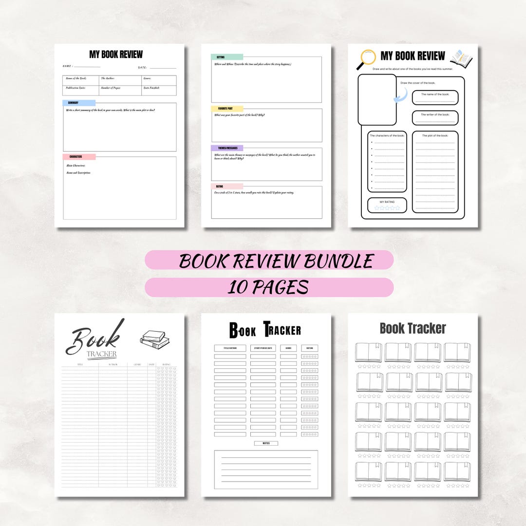 Minimalist Book Review Bundle, Printable PDF in A4, A5, Letter Sizes ...