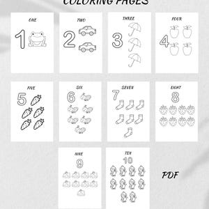 Coloring Pages for Kids, 20 Fun Number Coloring Pages, Digital Coloring ...