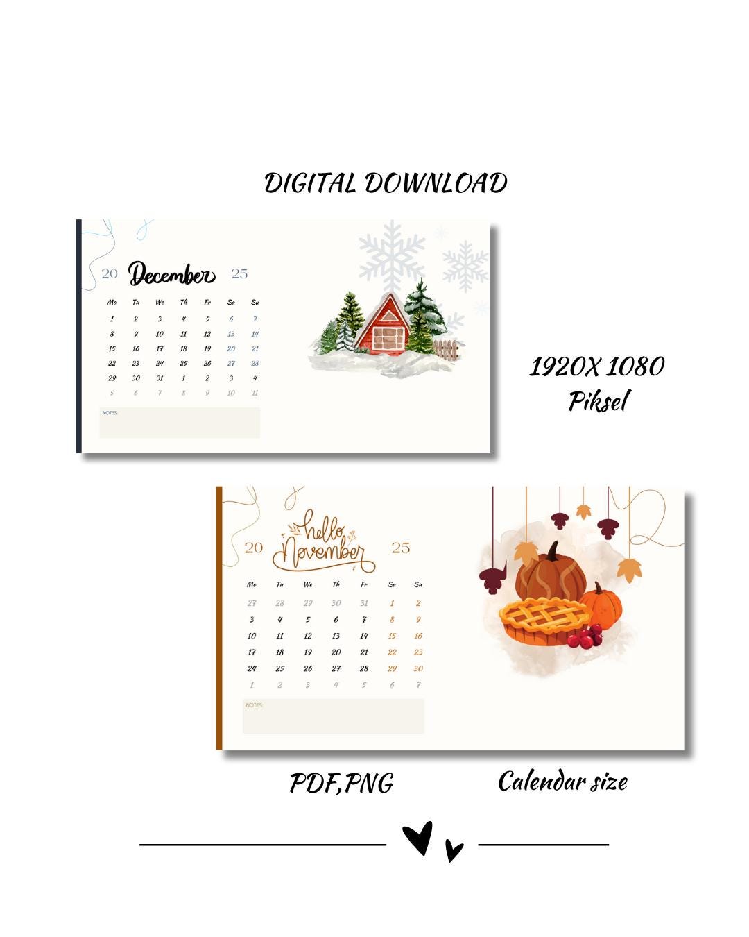2025 Digital and Printable Calendar - Special Illustrations for Each ...