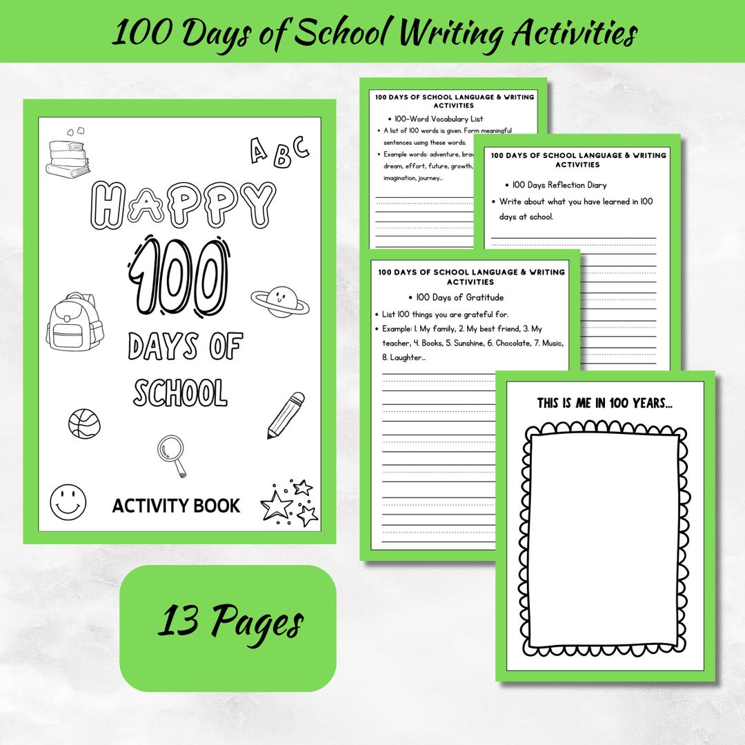 100 Days of School Writing Activities, Fun Literacy and Handwriting ...