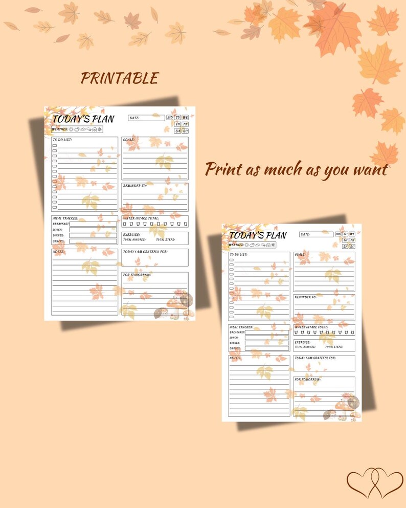 Autumn Daily Planner | Printable Fall-themed Productivity Tracker ...