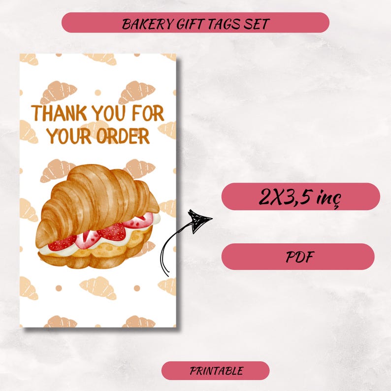 Printable Bakery Gift Tags, Handmade / Sweet Treat Labels, Small ...
