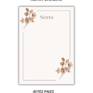 Elegant Floral Printable Note Papers, Printable Digital Notepaper ...