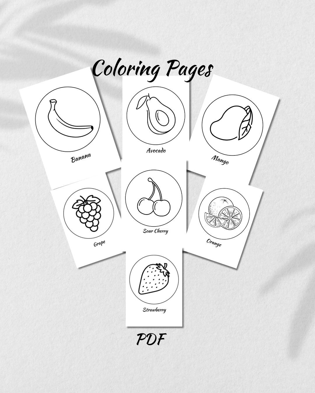 Coloring Pages for Kids, 50 Fun Fruit Vegetable Coloring Pages, Digital ...