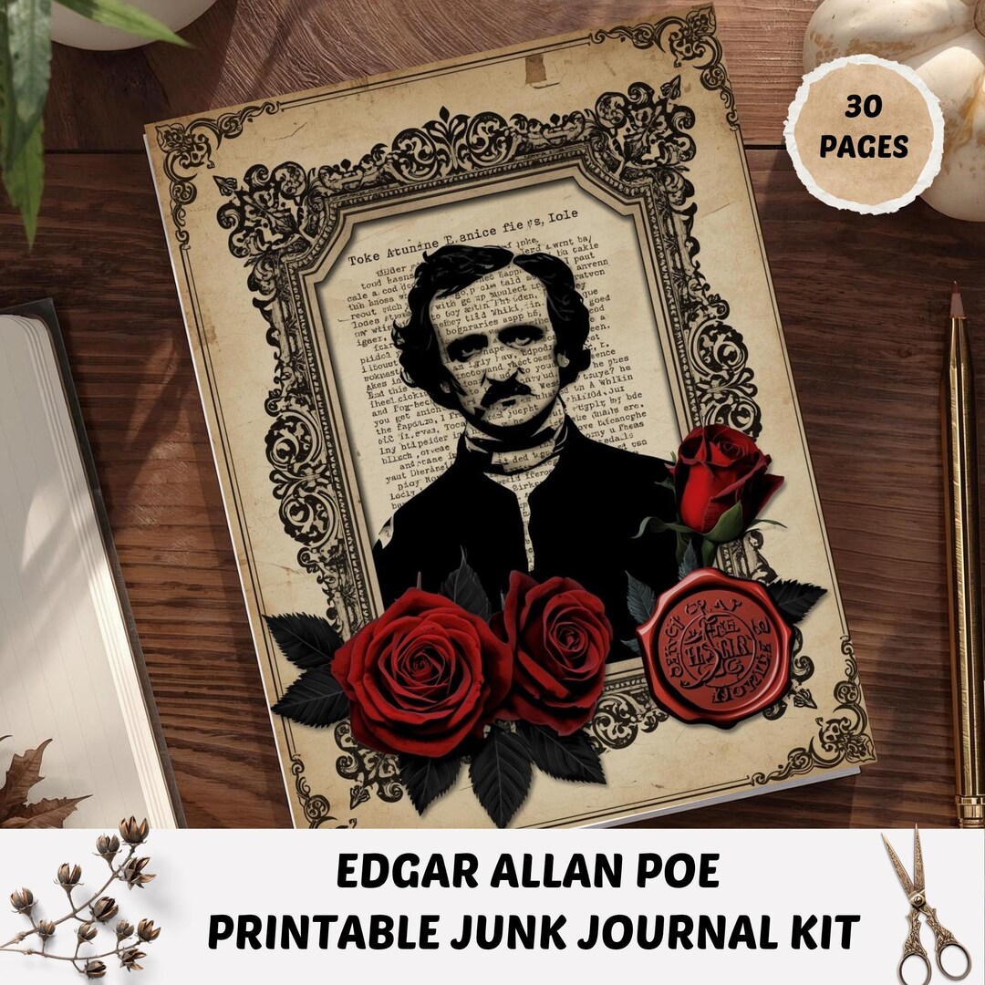 Edgar Allan Poe Junk Journal Kit: Gothic Scrapbook Paper (digital ...