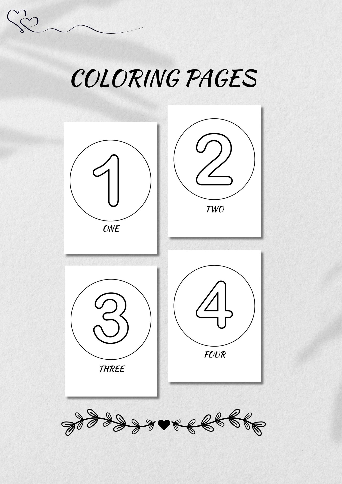 Coloring Pages for Kids, 20 Fun Number Coloring Pages, Digital Coloring ...