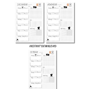 Cute Dog Themed Weekly, Monthly and Daily Planner, Printable PDF in A4 ...