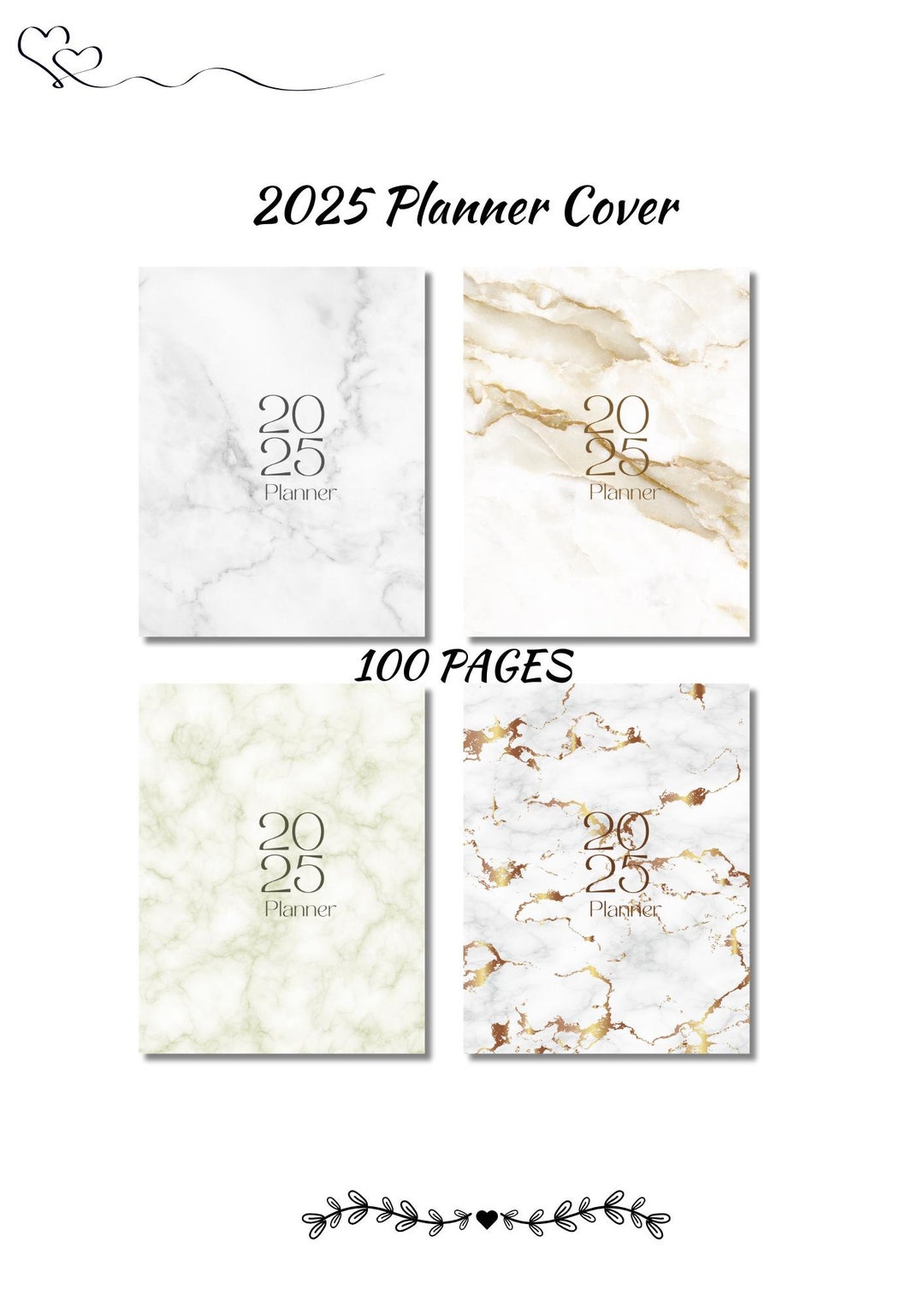 2025 Marble Planner Covers Bundle, 100 Stylish Designs, 2 Versions, A4 ...