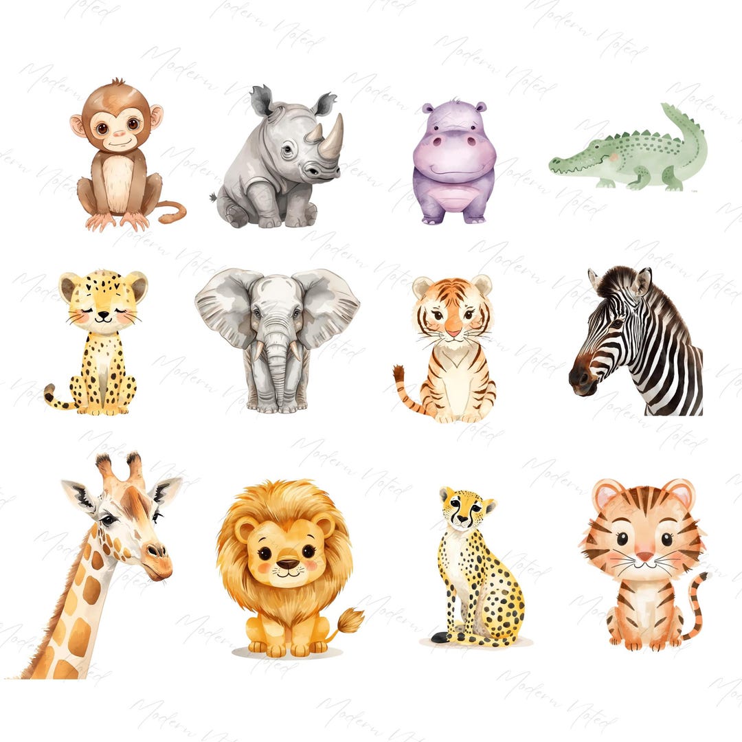 Safari Animals Clipart, 30 PNG & JPG, African Wildlife Clip Art ...