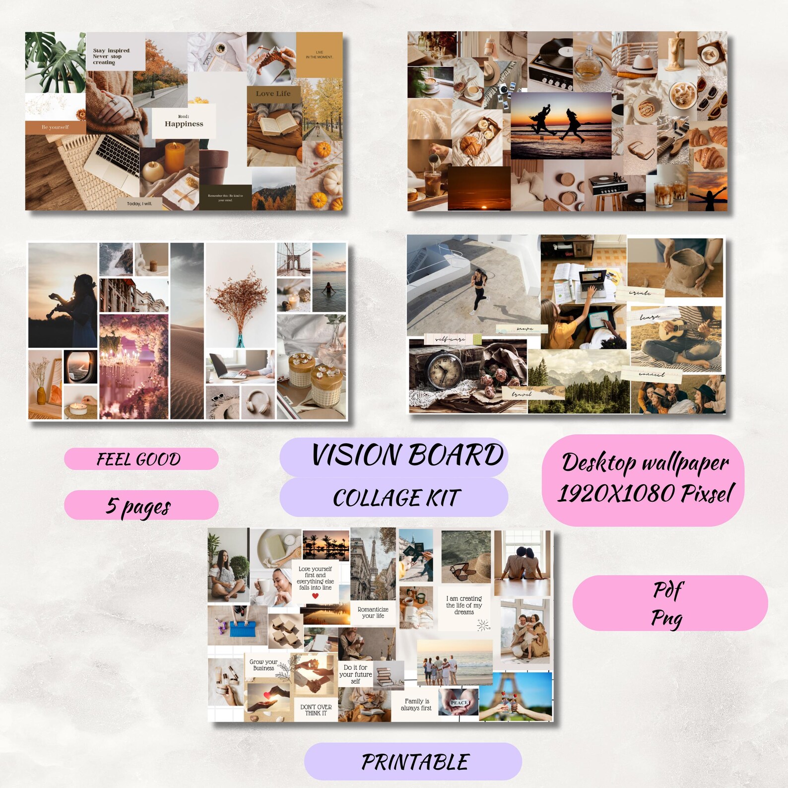 Vision Board Set, Happiness for Women, Inspirational Quotes, Travel ...