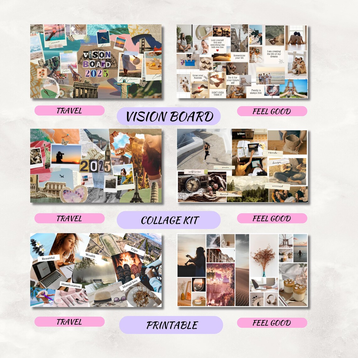 Vision Board Set, Happiness for Women, Inspirational Quotes, Travel ...