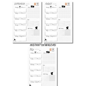 Cute Dog Themed Weekly, Monthly and Daily Planner, Printable PDF in A4 ...