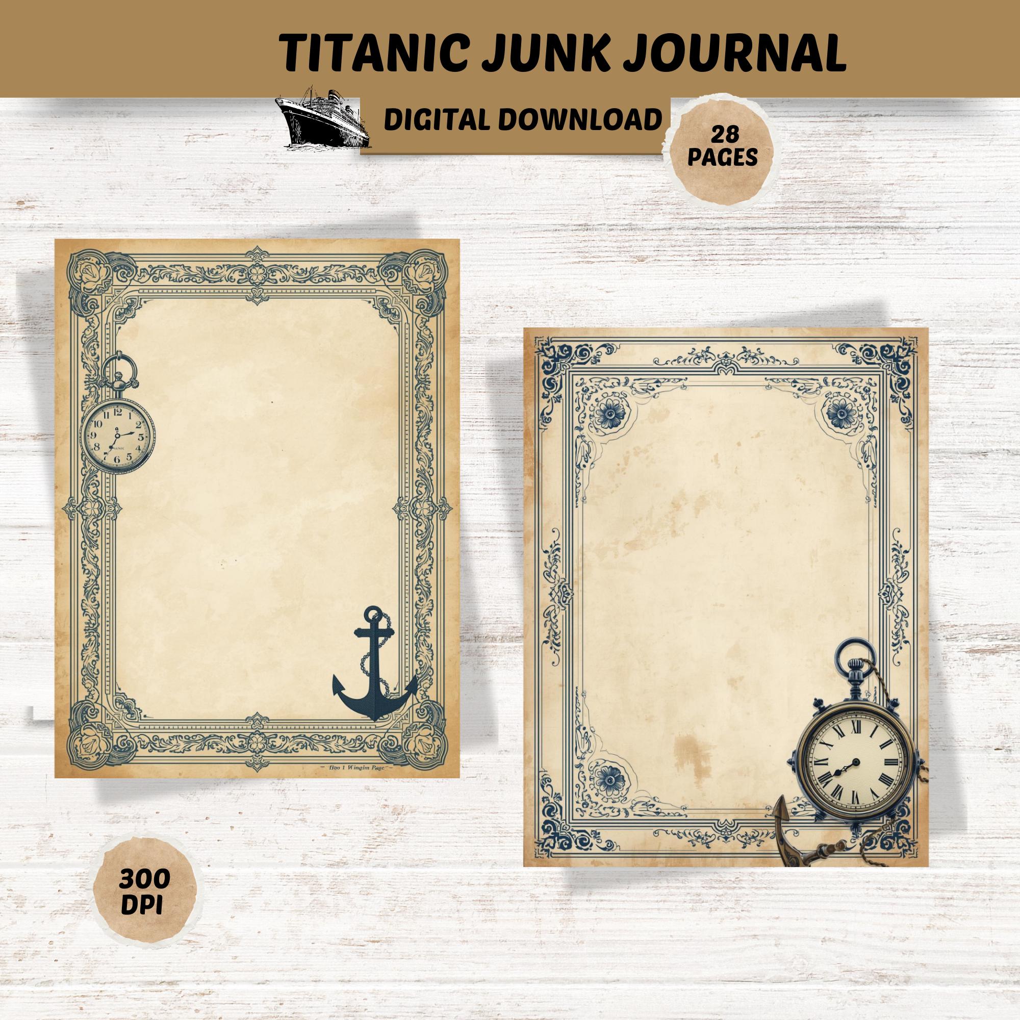 Titanic Junk Journal Pages, 28 Vintage Ephemera Backgrounds, Nautical ...