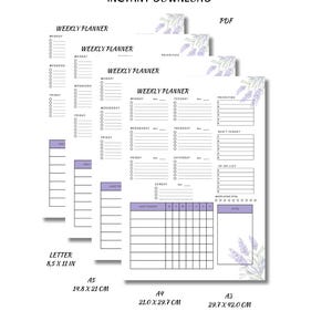 Lavender Weekly Planner, Printable & Digital Template, to Do List ...