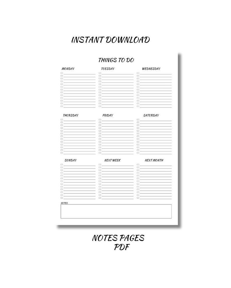 Minimalist Things to Do Planner | Weekly, Monthly & Notes Sections ...
